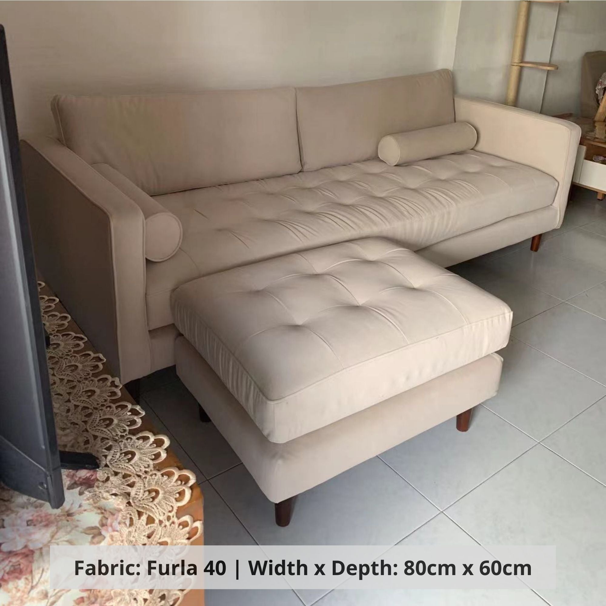 Castle Fabric Ottoman | Timeless Classic | Singapore